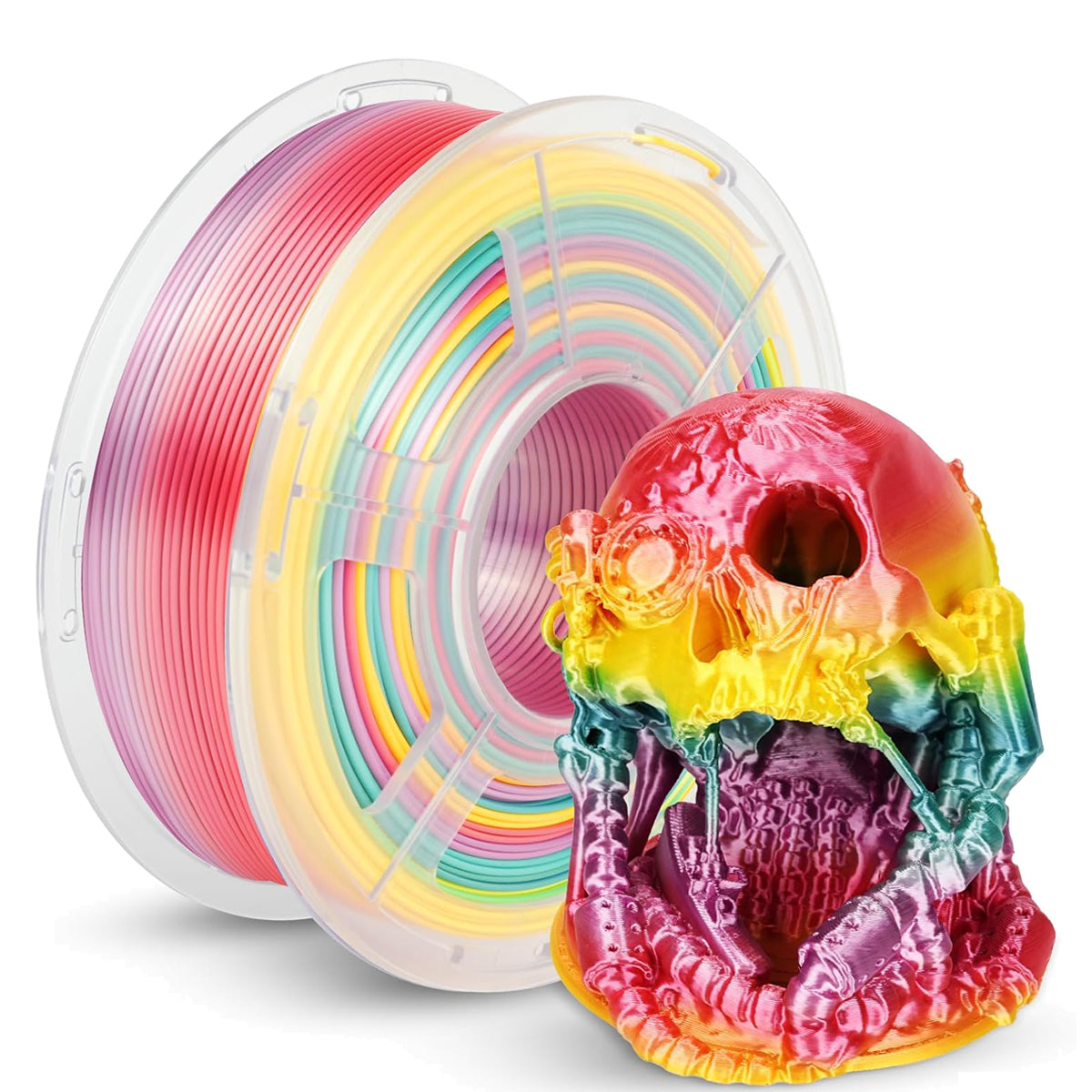 [MOQ:5 rolls] JAYO Silk PLA Rainbow 1.1KG 3D Filament For FDM Neatly W ...